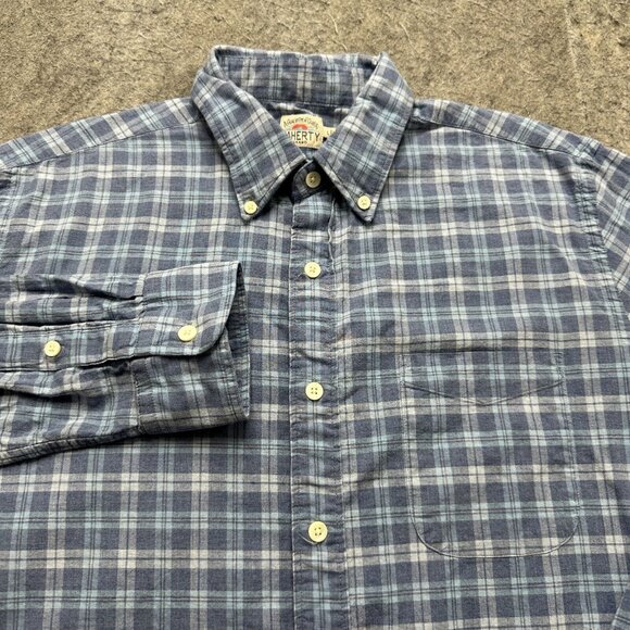 Faherty | Shirts | Faherty Shirt Men L Blue Plaid Stretch Pacific ...
